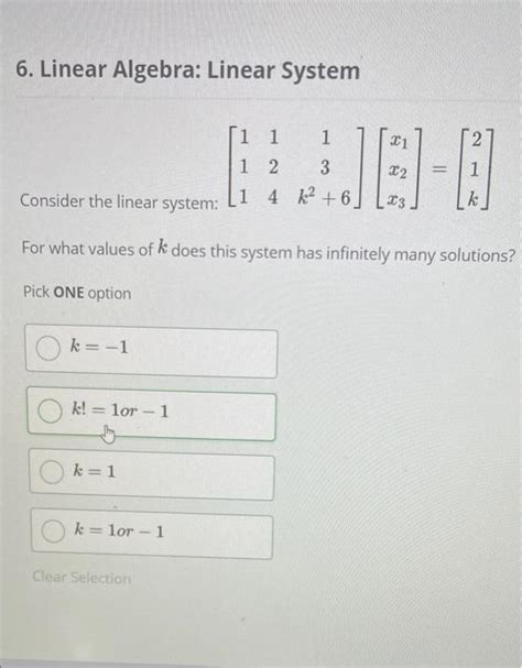Solved Linear Algebra Linear System Chegg Com