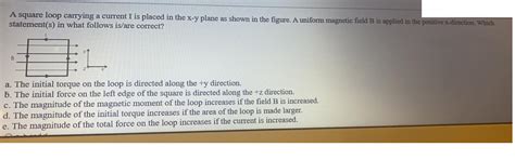 Solved A Square Loop Carrying A Current I Is Placed In The Chegg