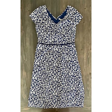 Boden Dresses Boden Blue White Floral Cap Sleeve Aline Coastal