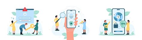 온라인 보안 세트 작은 사람들은 지문 인식 보안 Vpn 연결을 사용합니다 안전에 대한 스톡 벡터 아트 및 기타 이미지 안전