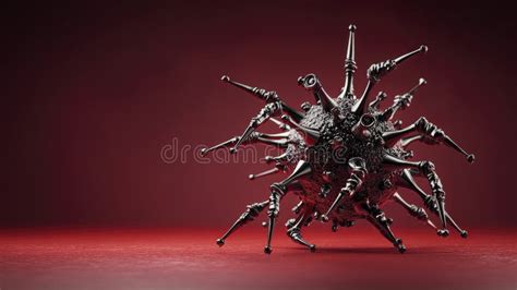 Viral Outbreak Simulation Laboratory 3d Model Red Background Close Up Pandemic Preparedness