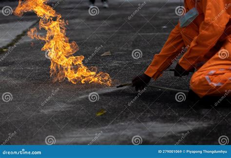 Basic Fire Fighting And Practice Of The Emergency Stock Image Image
