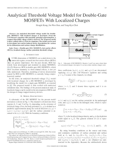 Pdf Analytical Threshold Voltage Model For Double Gate Mosfets With
