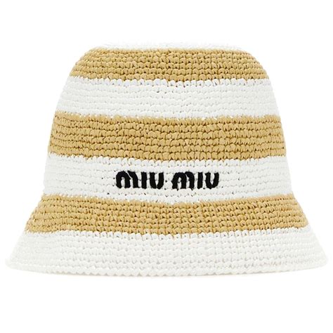 Prizm 로고 자수 스트라이프 버킷햇