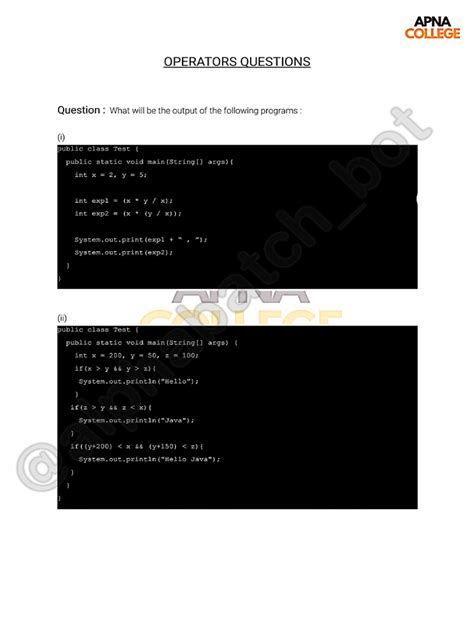 Operators Questions Pdf Software Engineering Computer Programming