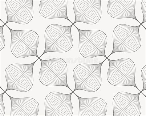 Linear Vector Pattern Repeating Abstract Leaves Gray Line Of Leaf Or Flower Floral Stock