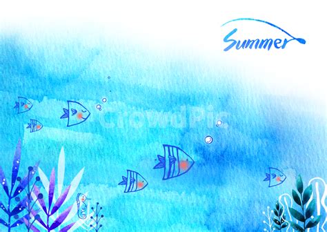 물고기 열대어 산호 해초 수채화 사진이미지일러스트캘리그라피 Dawool작가