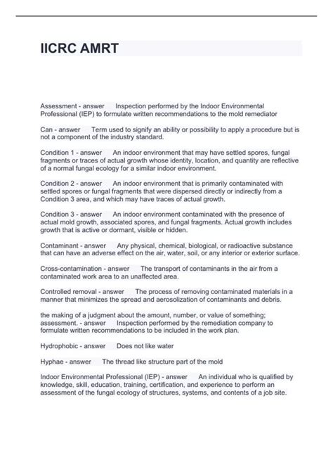 Iicrc Amrt Questions With Correct Answers 2024 Iicrc Stuvia Us