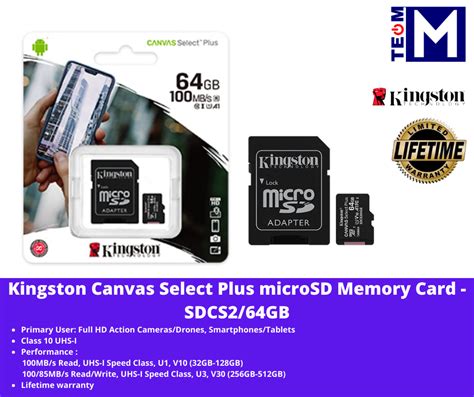 Kingston Canvas Select Plus microSD Memory Card - SDCS2/64GB / SDCS2 ...