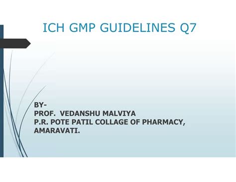 Ich 7 Gmp Guidance For Api Questions And Answers Pdf