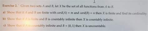 Solved Exercise 2 Given Two Sets A And B Let X Be The Set