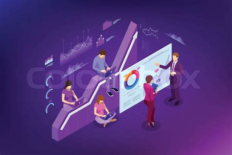 Isometric Web Banner Data Analisis And Statistics Concept Vector Illustration Business