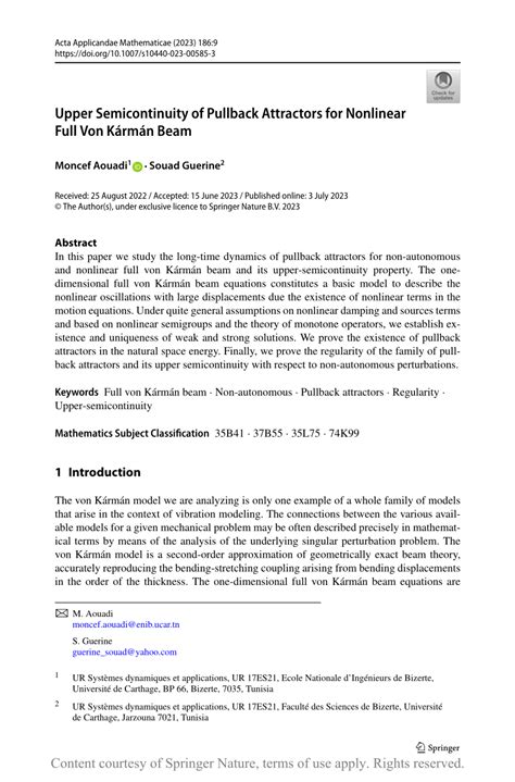 Upper Semicontinuity Of Pullback Attractors For Nonlinear Full Von