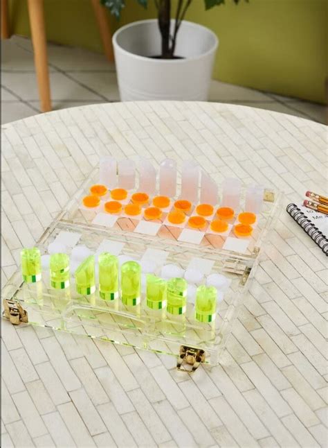 Sunnylife Mini Lucite Chess And Checkers Game Set Limited Edition Neon La Paz County Sheriffs