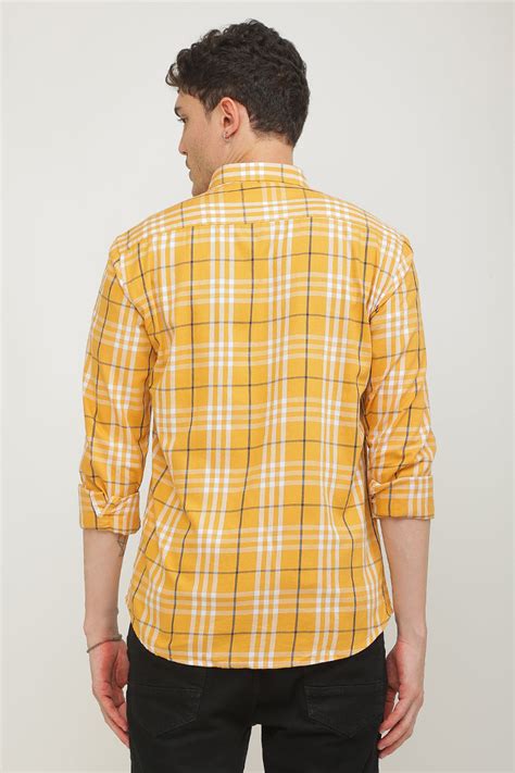 Buy Mens Static Checks Mustard Shirt Online Snitch