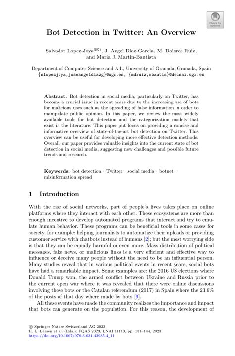 Pdf Bot Detection In Twitter An Overview