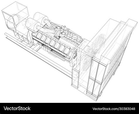 Industrial Diesel Generator Schematic Royalty Free Vector