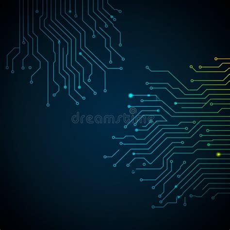 A Digital Circuit Board Design With Intricate Interconnected Lines Extending Diagonally Stock