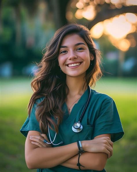 Girl Doctor Smiles Stethoscope Premium Ai Generated Image