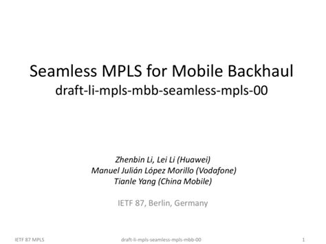 Seamless MPLS For Mobile Backhaul Networks