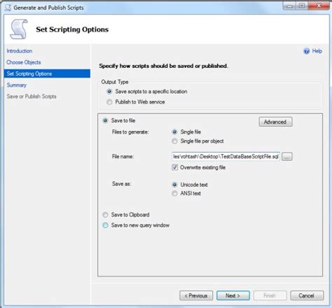 Generating Script In SQL Server 2012