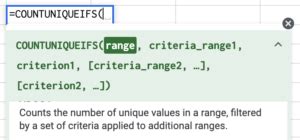 COUNTUNIQUEIFS Function Google Sheets Sheets Help