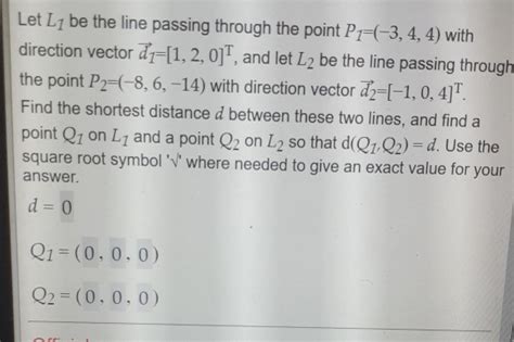 Solved Let Lį be the line passing through the point P Chegg com