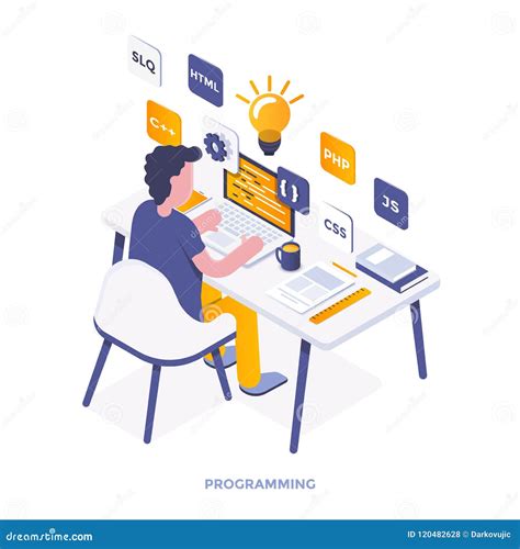 Flat Color Modern Isometric Illustration Programming Stock Vector Illustration Of Graphic