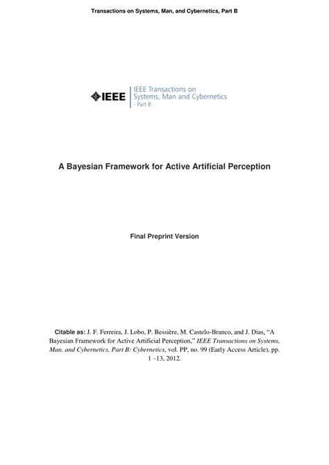 Pdf A Bayesian Framework For Active Artificial Perception