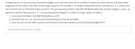 Solved A Magic Square Is A Square Array Of Positive Integers