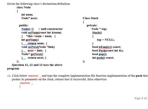 Solved Given The Following Classs Declaration Definition
