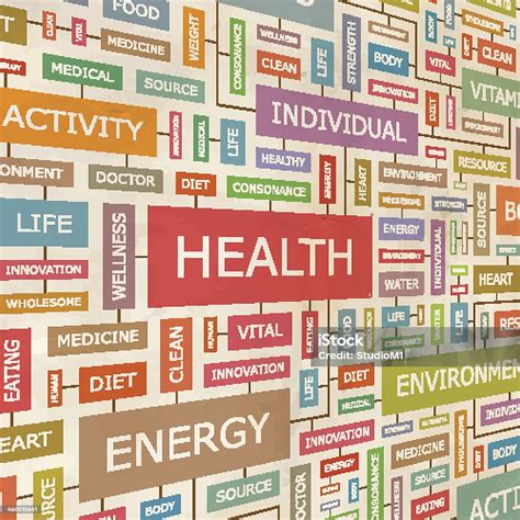 다양한 건강 관련 단어를 채색기법 메시지함 개념에 대한 스톡 벡터 아트 및 기타 이미지 개념 개념과 주제 건강관리와 의술 Istock