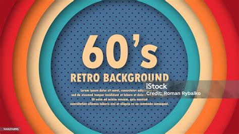 복고풍 색상과 원 요소가 있는 추상 1960년대 천공 배경 미래 지향적 인 복고풍 스타일의 펑키 한 디자인 벡터 그림입니다 1960 1969 년에 대한 스톡 벡터 아트 및