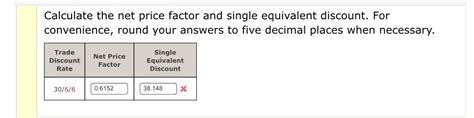 Answered Calculate The Net Price Factor And Bartleby