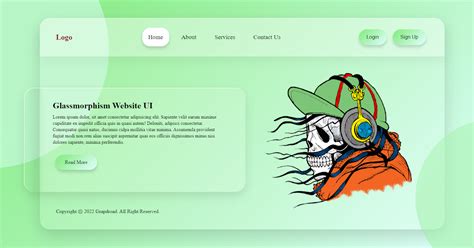 glassmorphism website ui design using html and css