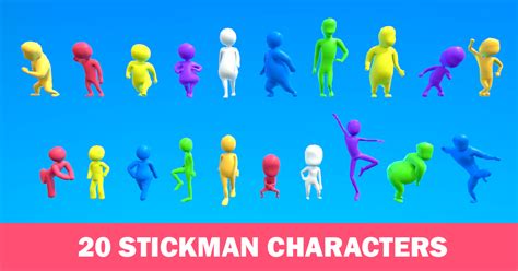 Mega Hypercasual Character Pack 3d Characters Unity Asset Store