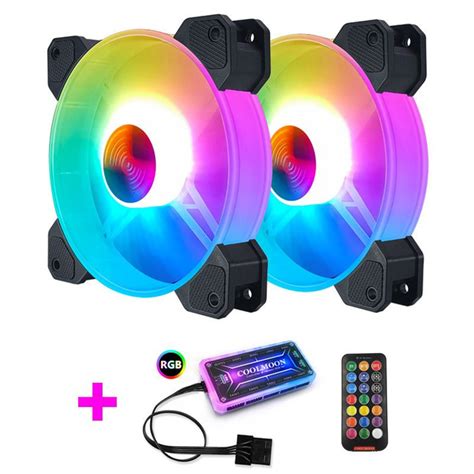 Вентилятор (кулер) с RGB подсветкой для корпуса ПК, комплект 2 кулера ...