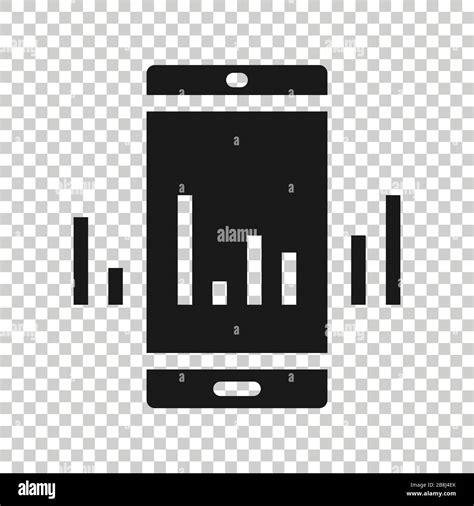 Phone Diagram Icon In Flat Style Smartphone Growth Statistic Vector Illustration On White