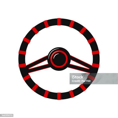 자동차 스티어링 휠 아이콘입니다 컬러 실루엣 정면의 평면도 벡터 간단한 평면 그래픽 그림입니다 흰색 배경에 격리된 개체입니다 격리 스티어링 휠에 대한 스톡 벡터 아트 및