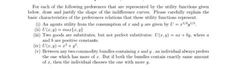 solved for each of the following preferences that are