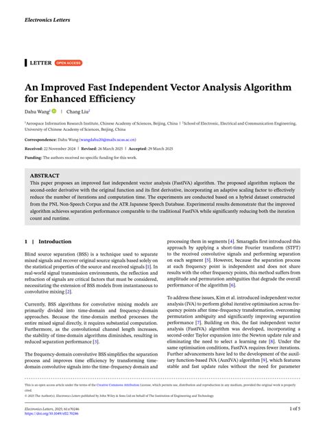Pdf An Improved Fast Independent Vector Analysis Algorithm For