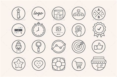 UX Workflow Icons Outline Version Icons GraphicRiver