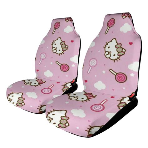 Cute Hello Kitty Cartoon Car Seat Covers Set Front Vehicle Seat