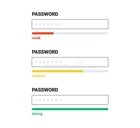 Password Form Template Strong Weak Box Password Computer Account Screen Code Vector Interface