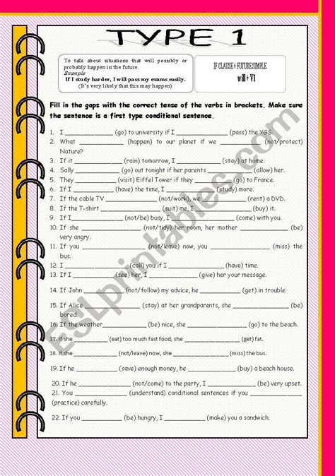 If Clause Type 1 Worksheet ESL Worksheet By Melina 89