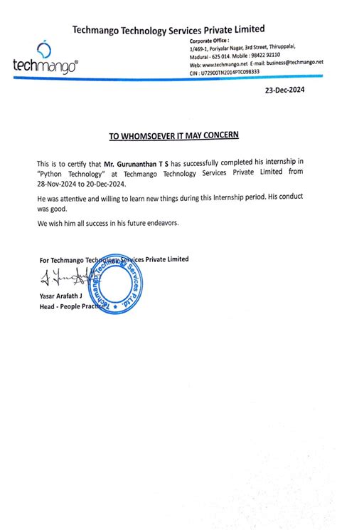 Gurunanthan T S On Linkedin Internship Python Postgresql Html Css Javascript Tech