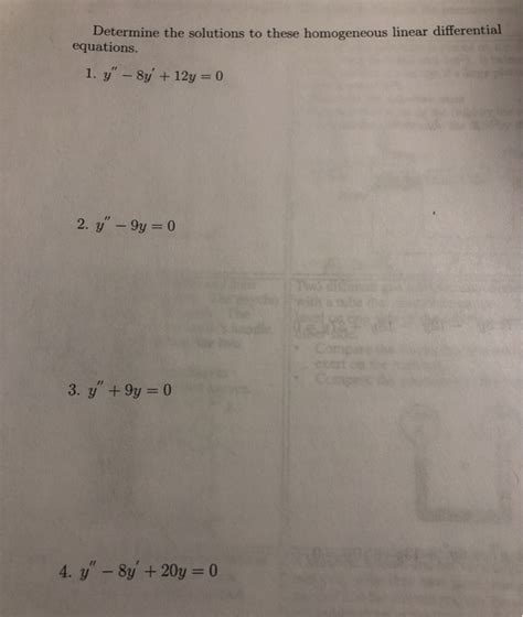 Solved Determine The Solutions To These Homogeneous Linear