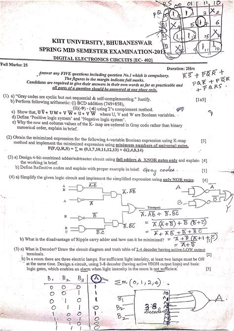 DEC Previous Mid Question Paper With Solution Digital Electronics Circuits Studocu