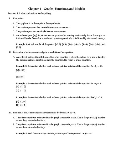 Math 1105 Lecture Notes Chapter 1 And 9 Chapter 1 Graphs Functions