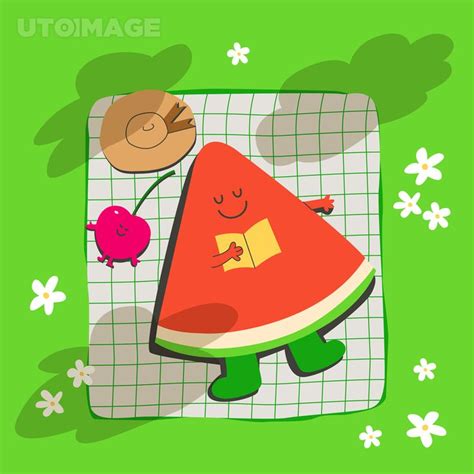 과일 이모티콘 캐릭터 다양한 동작과 감정표현 시리즈 벡터 일러스트 Sill576 유토이미지 일러스트 과일 계절 여름